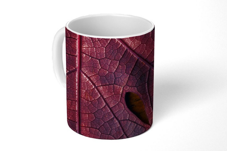 Muchowow Tasse Abstrakt Rot Blätter Pflanze Keramik