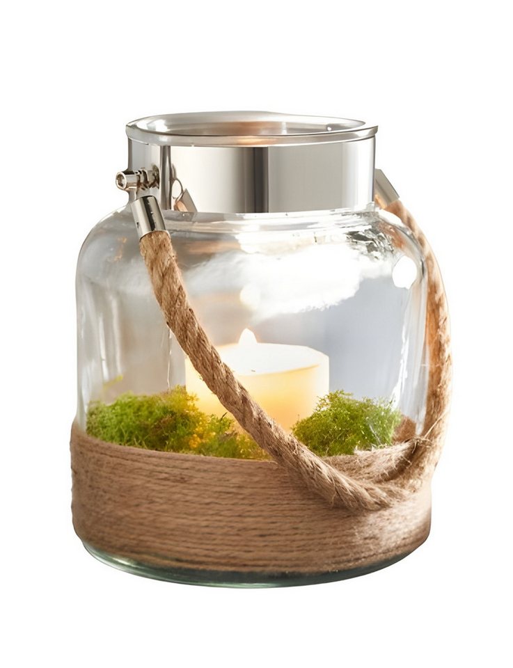Dekoleidenschaft Windlicht Nature Aus Glas Ø 17 X 20 Cm Groß Mit