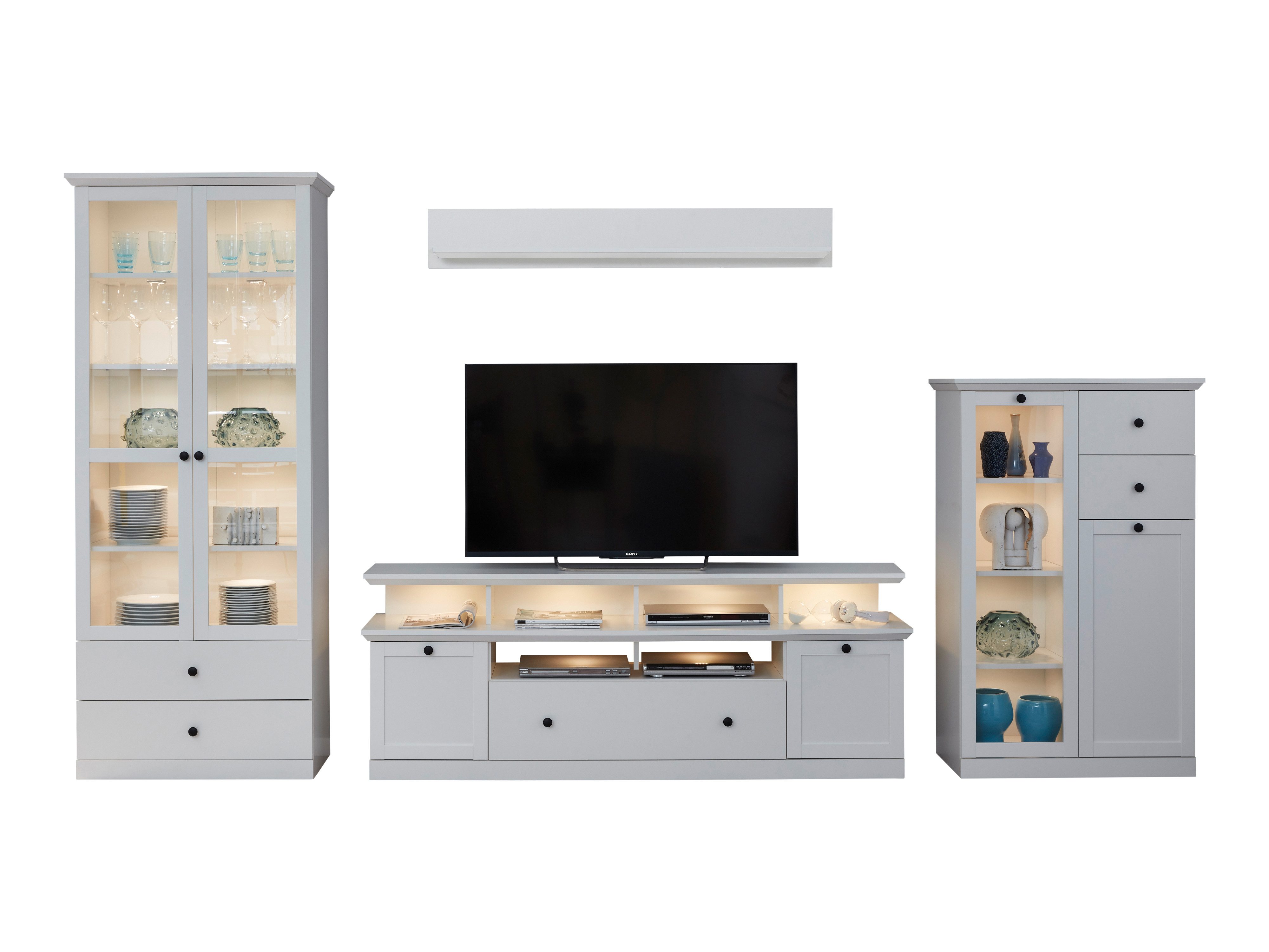 Trendteam Wohnwand Baxter In Landhaus Weiß Komplett Set 4 Teilig