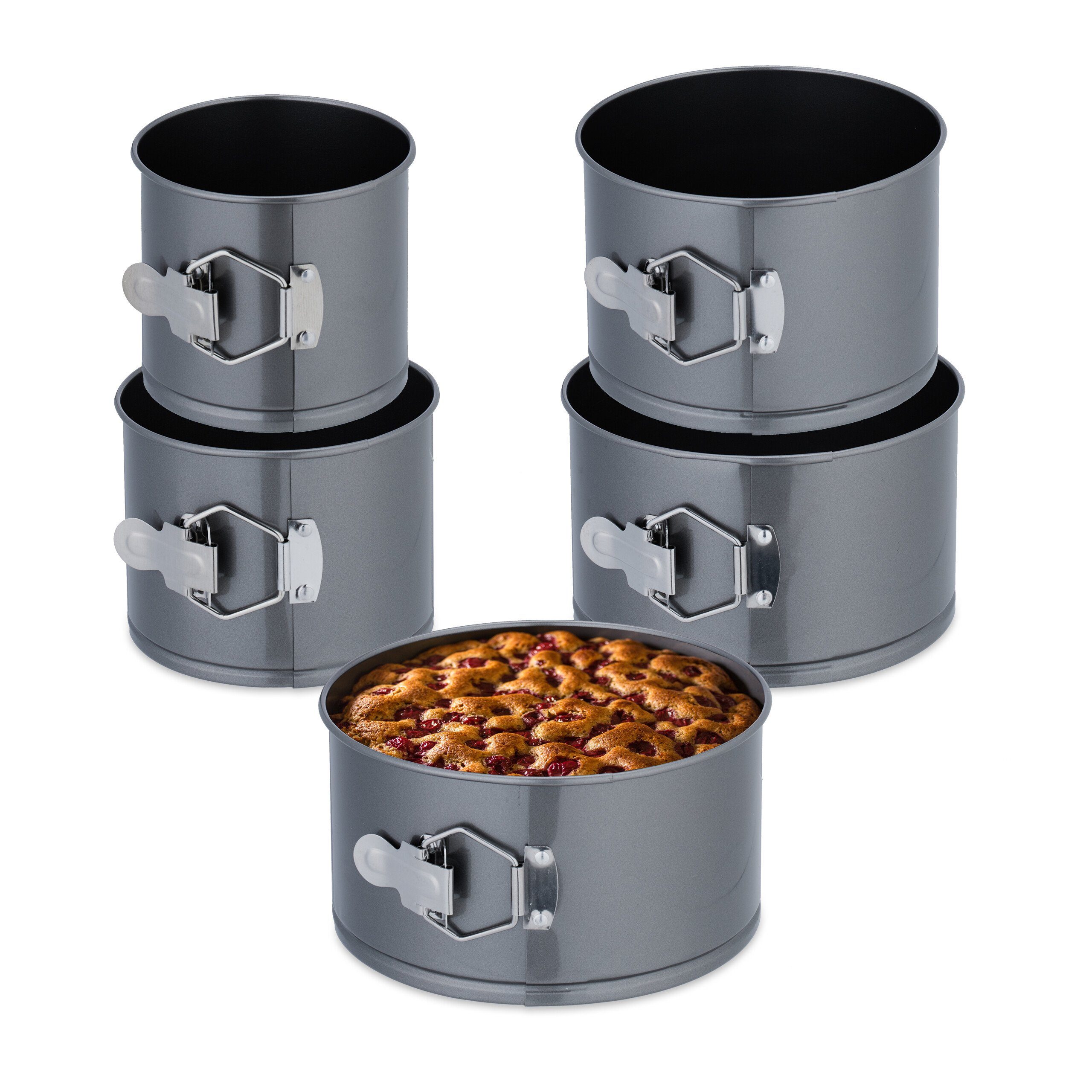 relaxdays Springform Set mit 5 Größe, Tortenbodenform