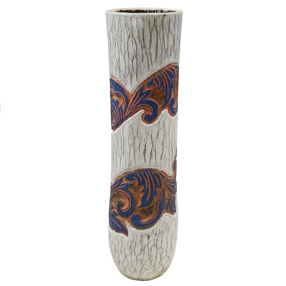 Oriental Galerie Dekofigur Holz Vase Blumenkübel Mit Schnitzerei 100 X