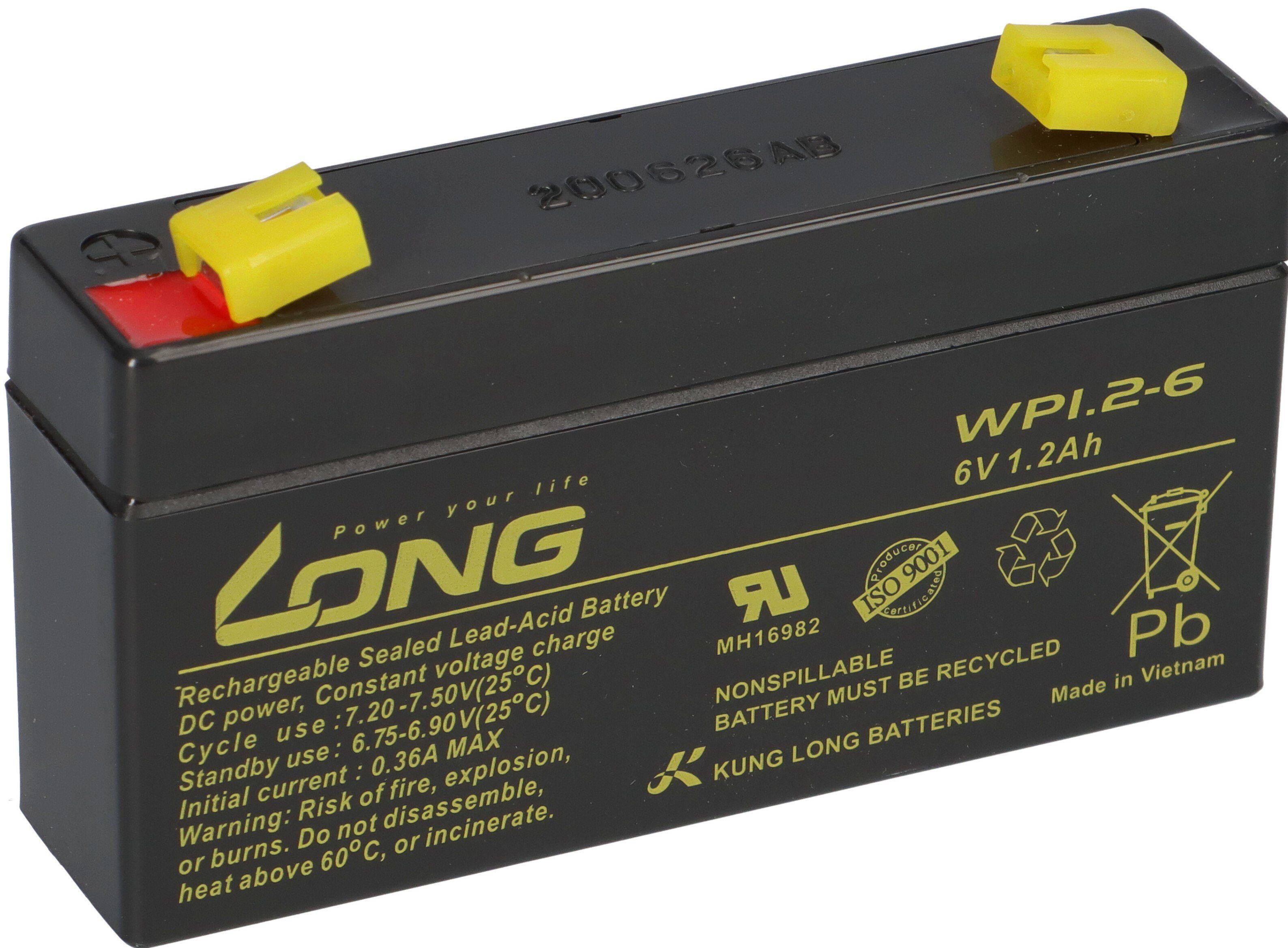 Kung Long Kung Long Akku WP1.2-6 6V 1,2Ah.AGM Blei Vlies 6Volt Bleiakkus