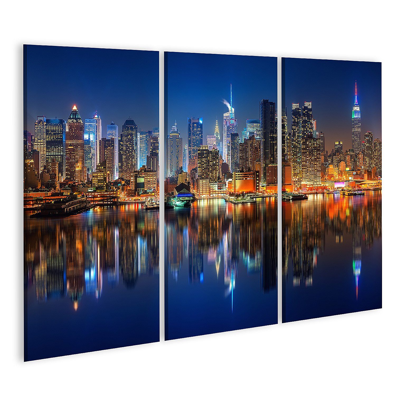 islandburner Leinwandbild Bild auf Leinwand Ansicht Manhattan Nacht Panorama New York Usa ...