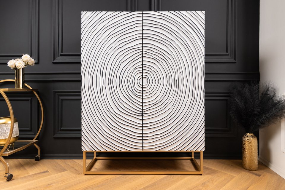 Riess Ambiente Highboard Zen Circles 120cm Weiß Schwarz Gold