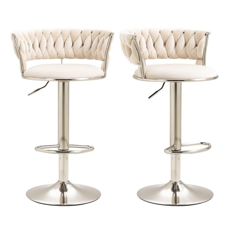 Aukwik Barhocker Set Moderne Samt Barstühle Mit Runden Rückenlehne Und