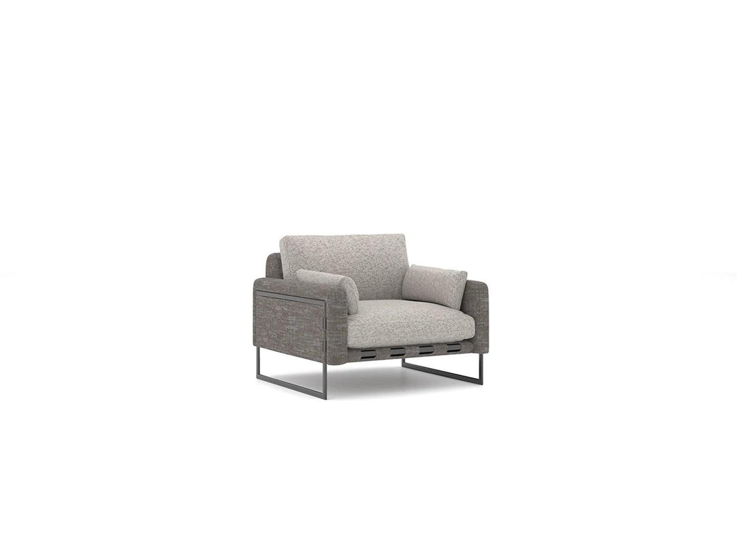 Jvmoebel Sessel Sessel Grau Polstermöbel Textil Polstersessel Modern
