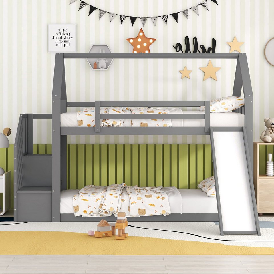 Tavilaecon Etagenbett Kinderbett Jugendbett Hausbett Mit Stauraumtreppe