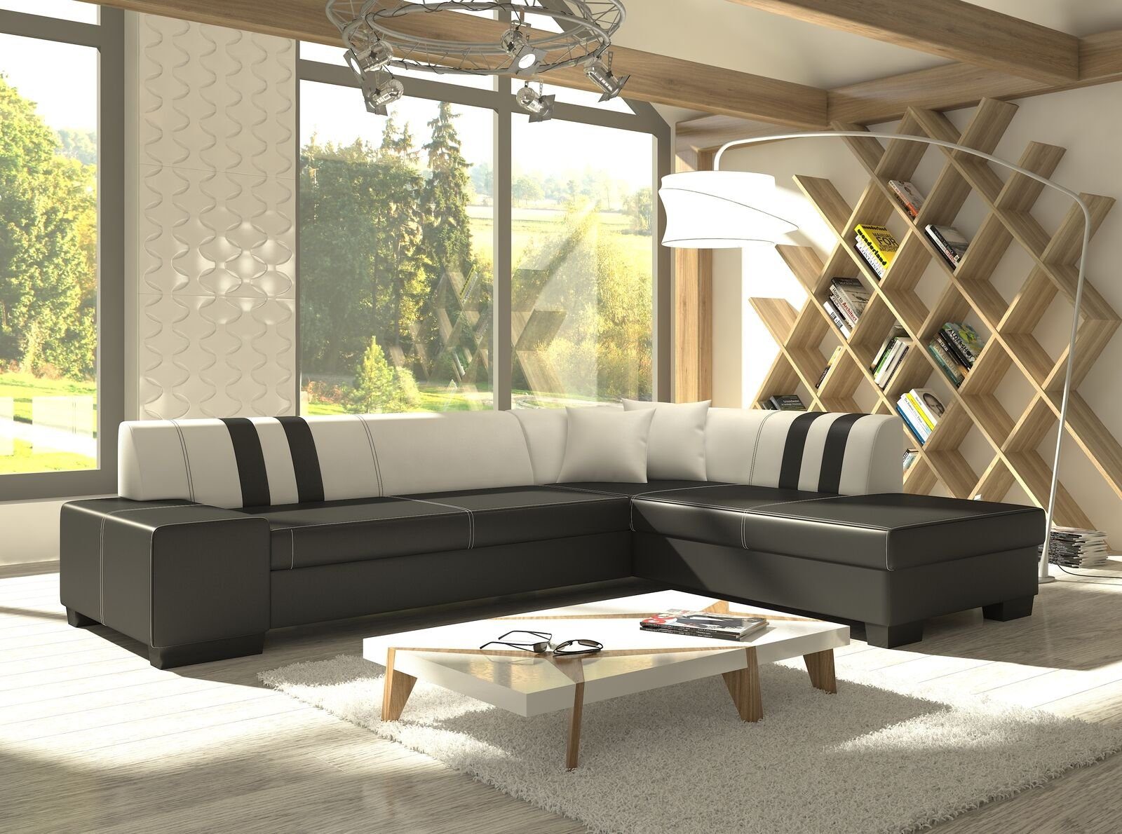 Jvmoebel Ecksofa Design Ecksofa Schlafsofa Bettfunktion Couch Leder