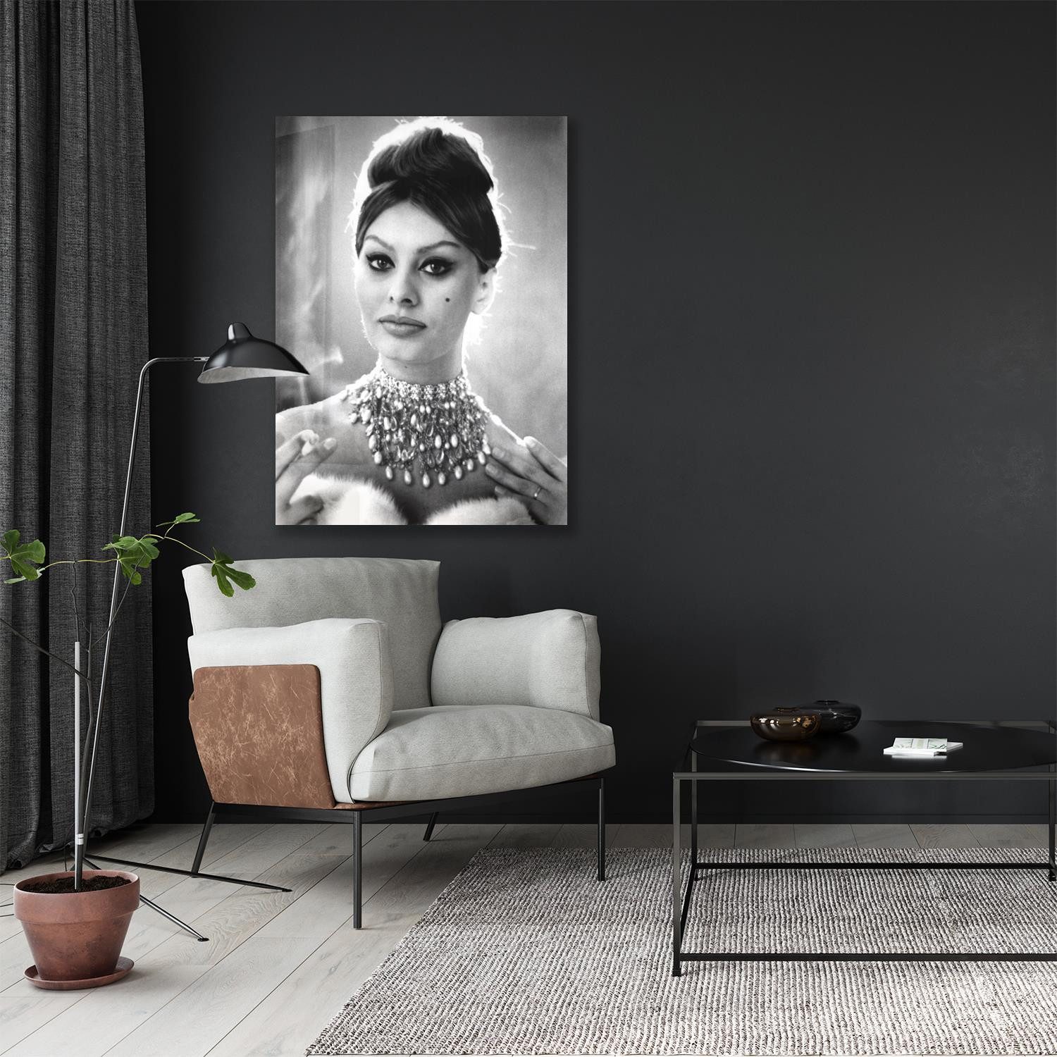 Queence Acrylglasbild Glama Frau Schwarz Weiß Stars Sophia Loren