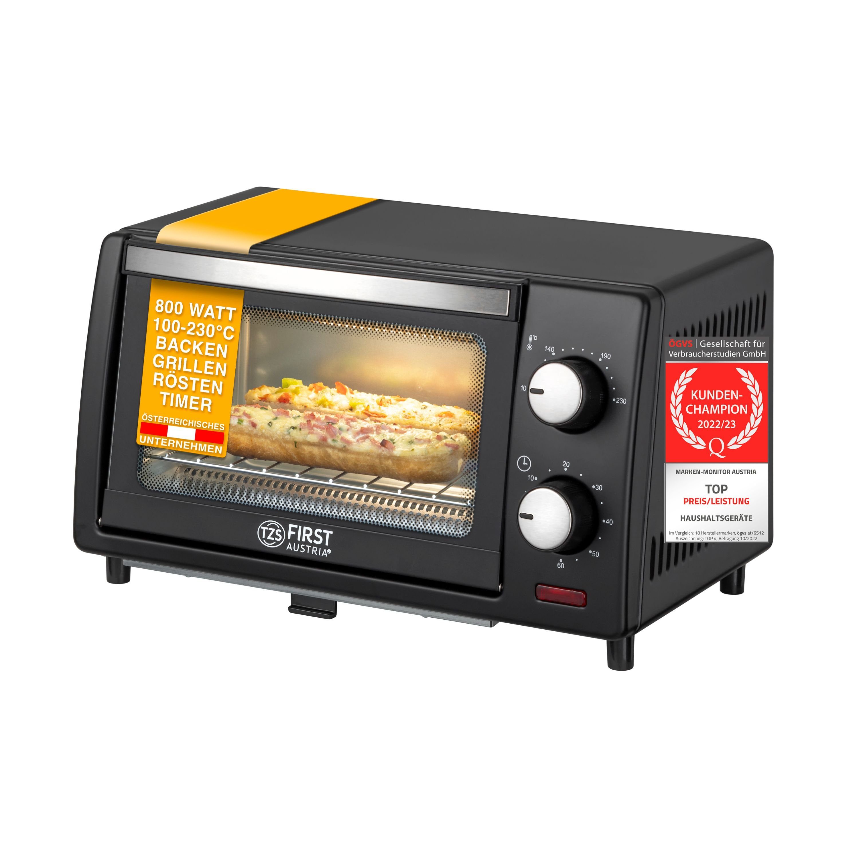 Tzs First Austria Minibackofen 10l Mini Backofen 800w Bis 230 Grad