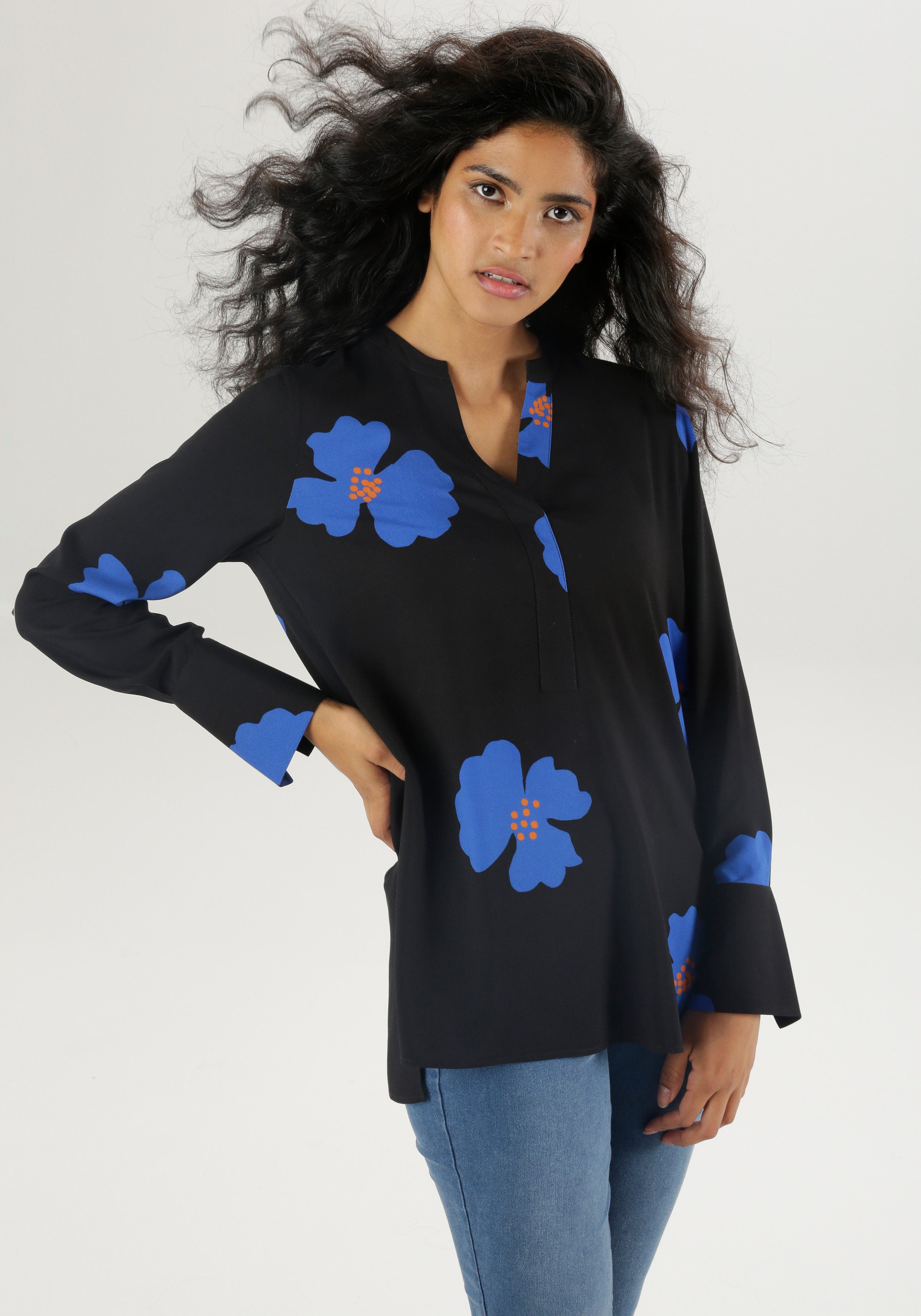 Aniston Selected Longbluse Mit Blüten Bedruckt Jedes Teil Ein Unikat