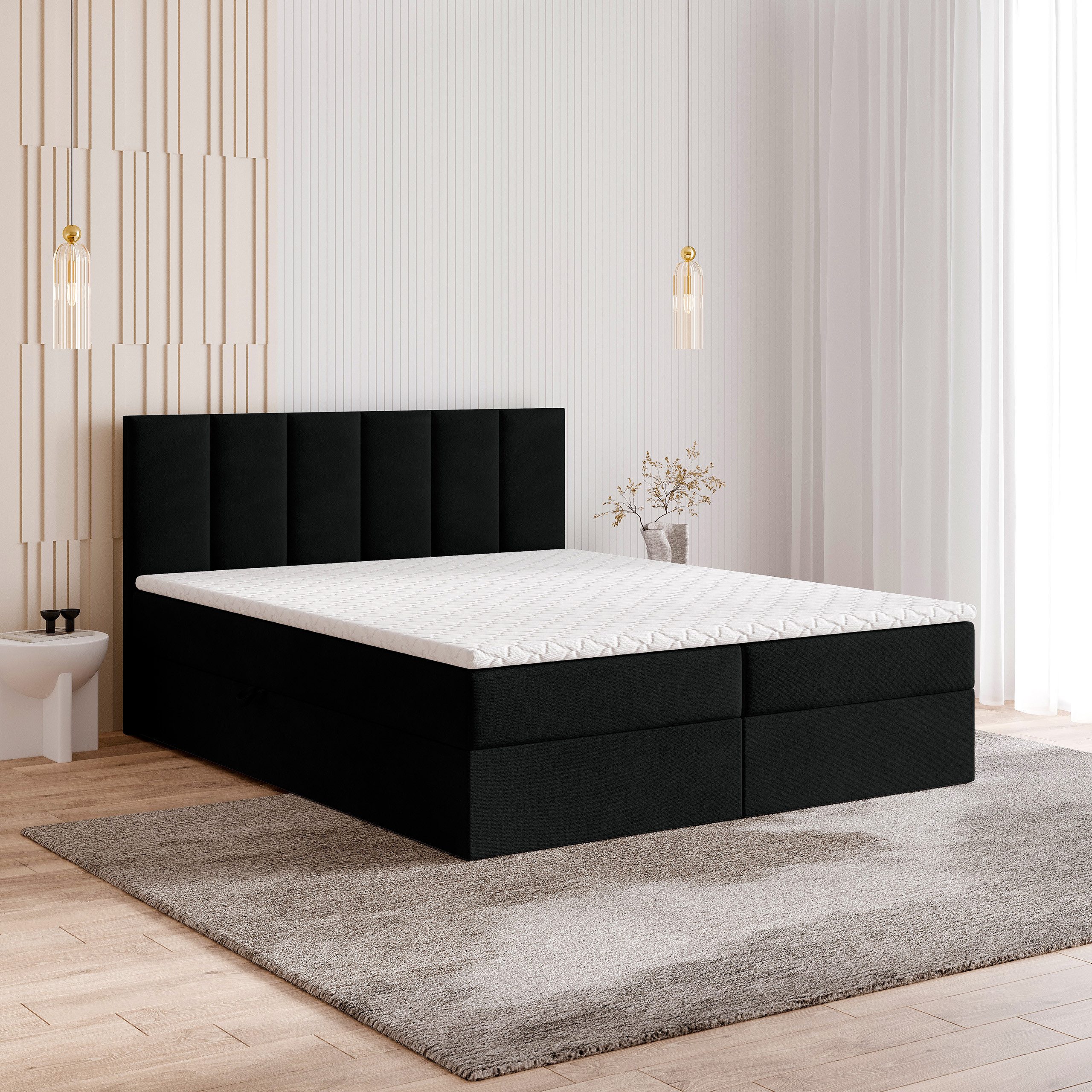 Masseno Boxbett MERIL 80x200 cm mit Bonell Matratze und Topper
