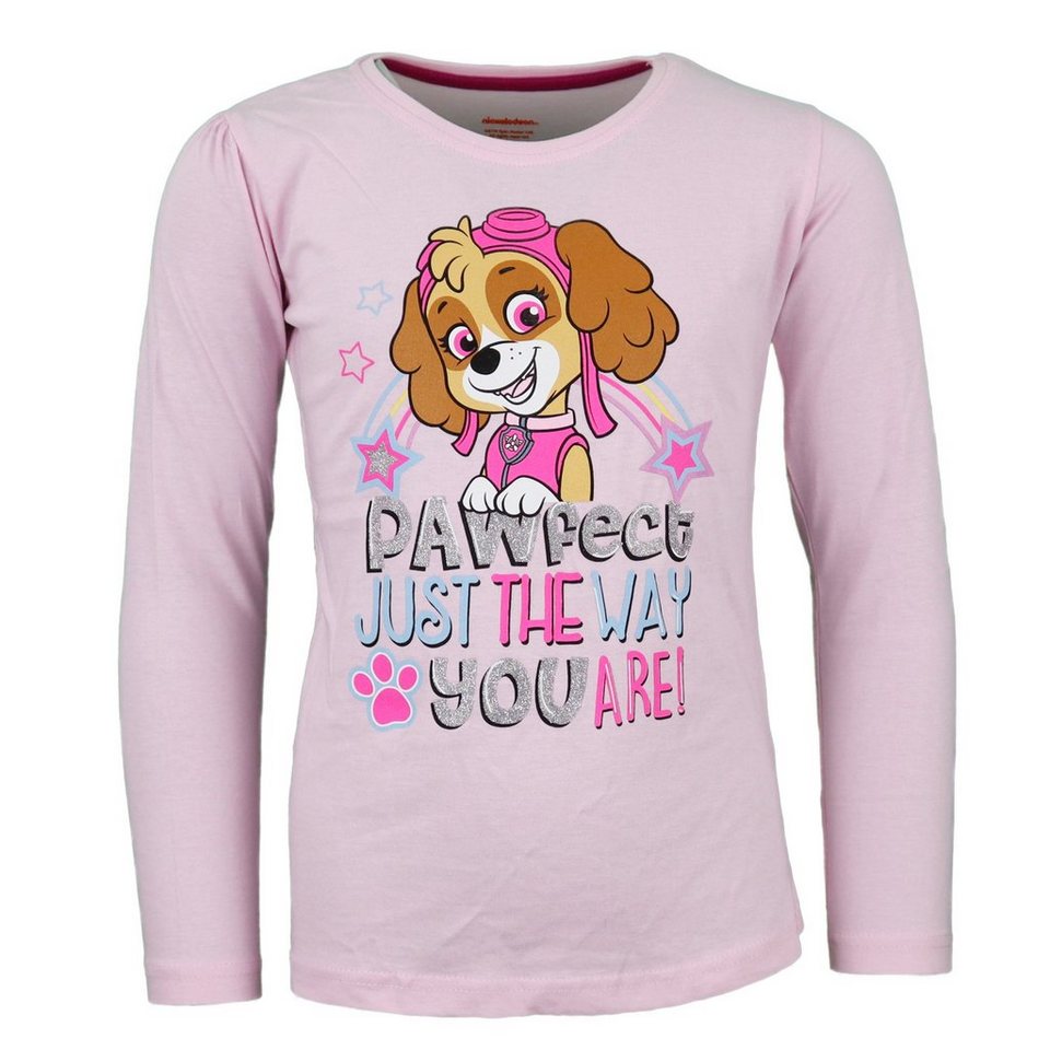 Paw Patrol Langarmshirt Skye Mädchen Kinder Rosa Shirt Gr 104 Bis 134