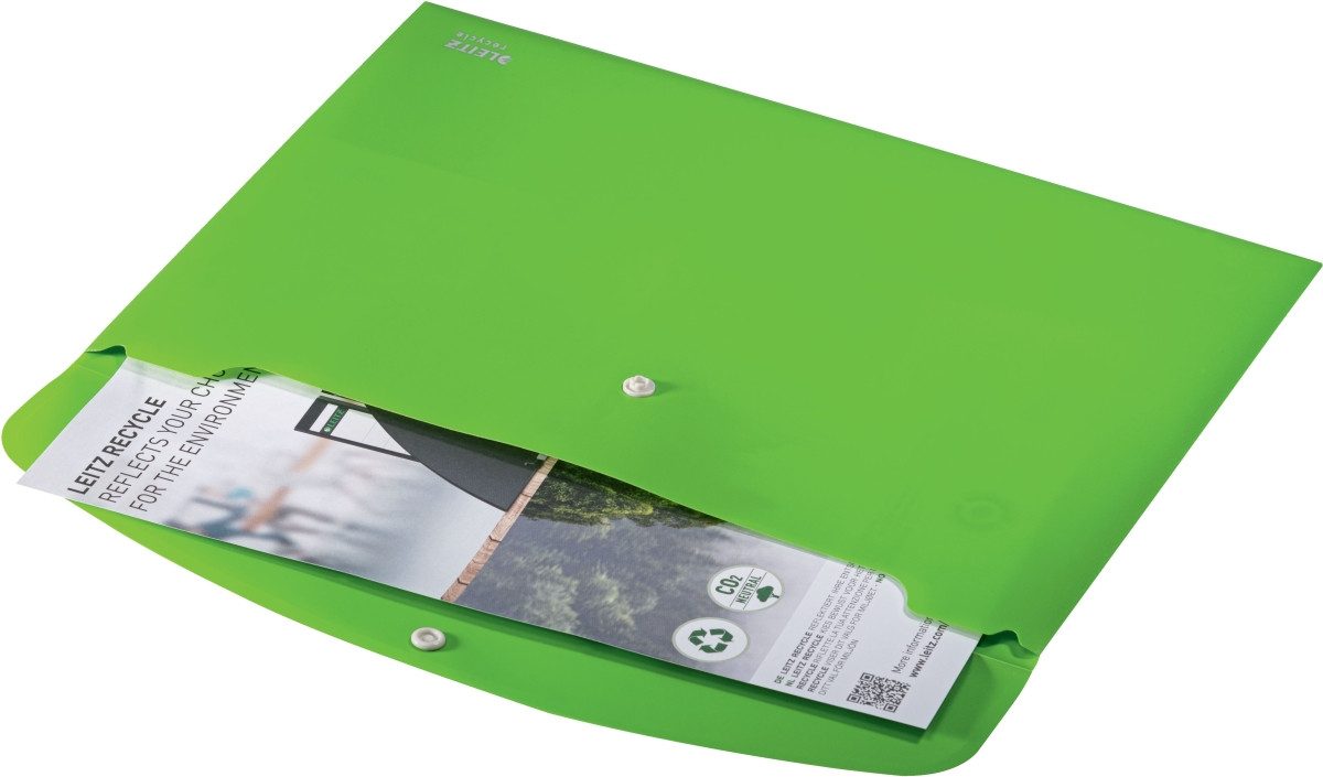 LEITZ Fächermappe Sammelmappe Recycle A4 PP grün, Klarsichthülle ...