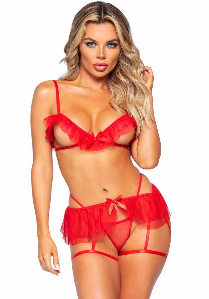 Leg Avenue Set Bügelloser Bh Dessous Set Bh String Und Strumpfgürtel