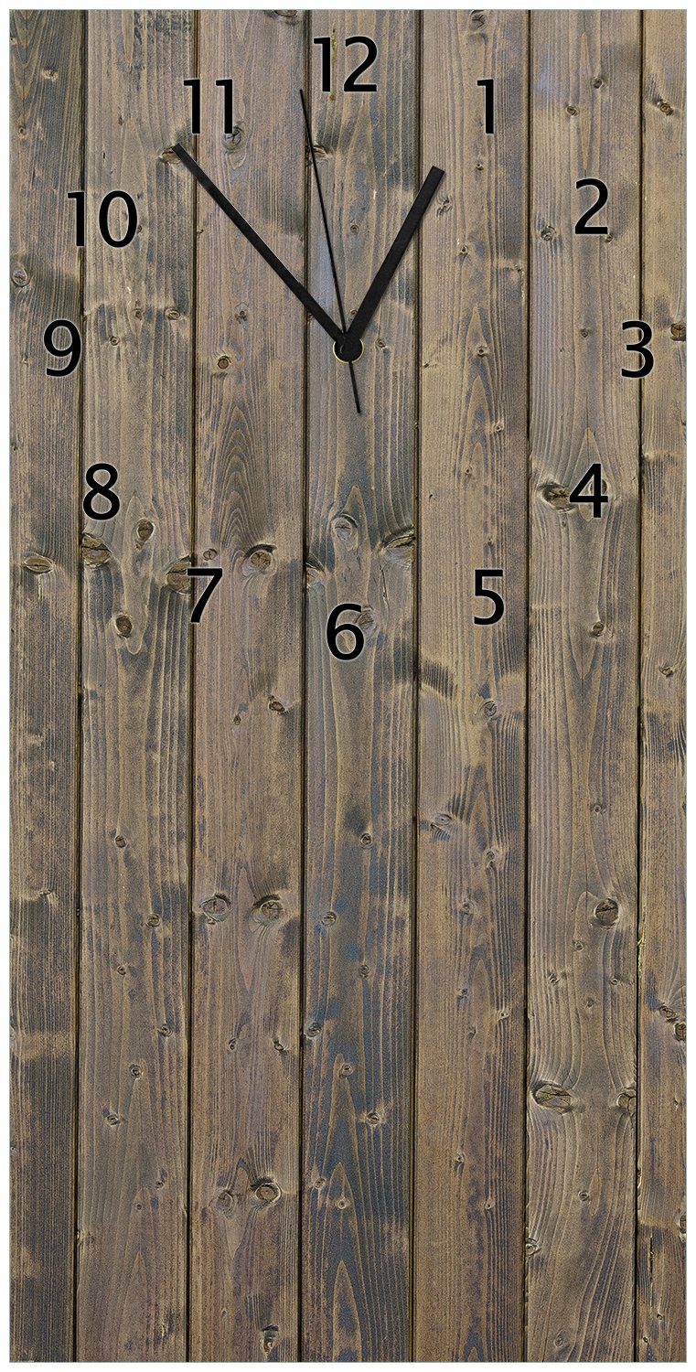 Wallario Wanduhr Holzpaneelen In Grau Braun Holzmuster Mit Maserung