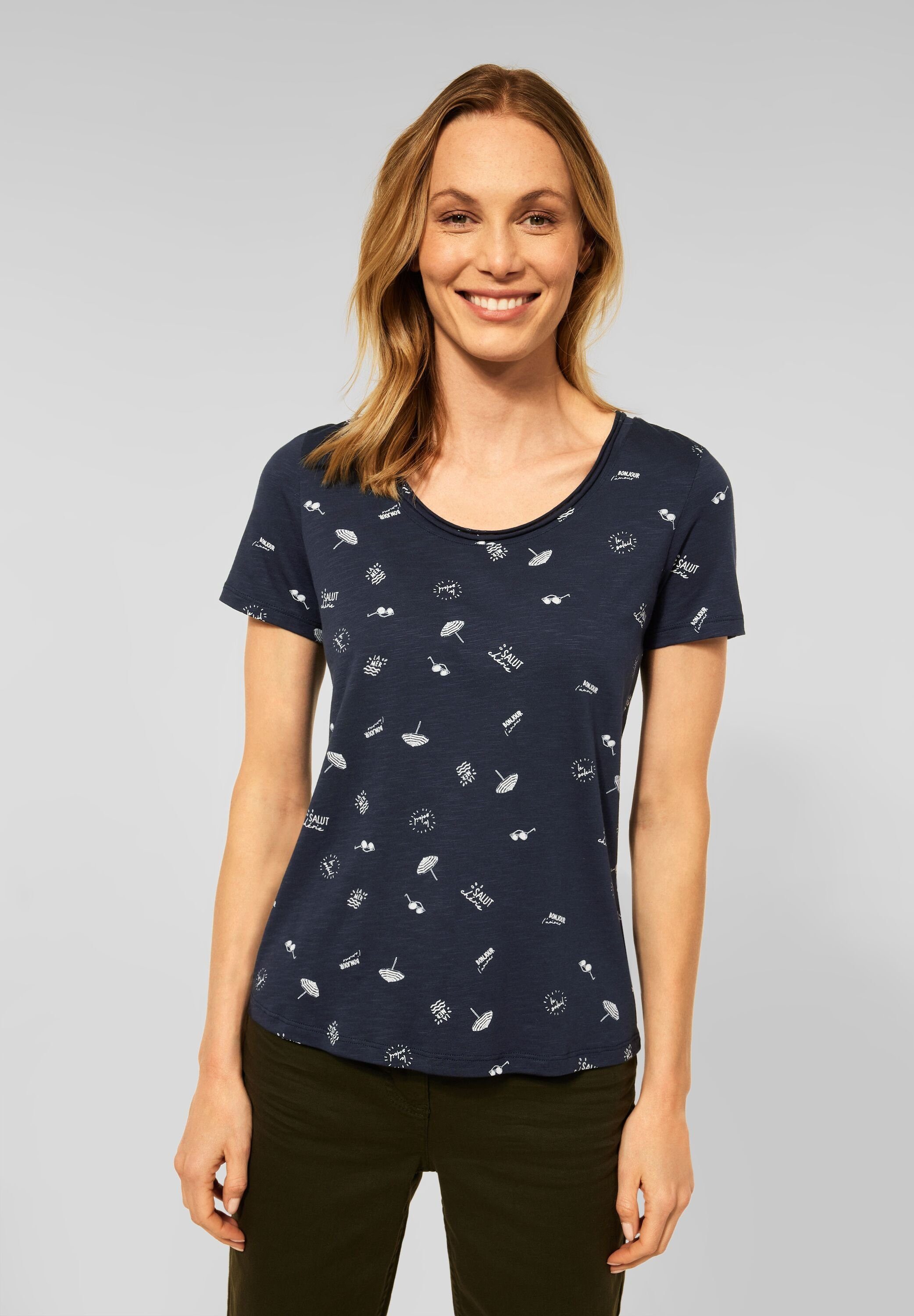 Cecil T Shirt Mit Minimal Muster Ziernaht Auf Dem Rücken