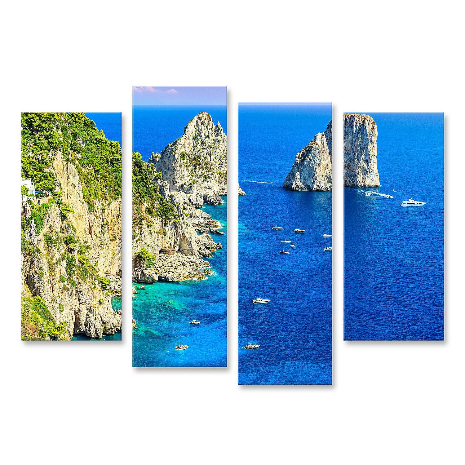 islandburner Leinwandbild »Bild auf Leinwand Faraglioni Cliffs Panorama und das majestätische ...