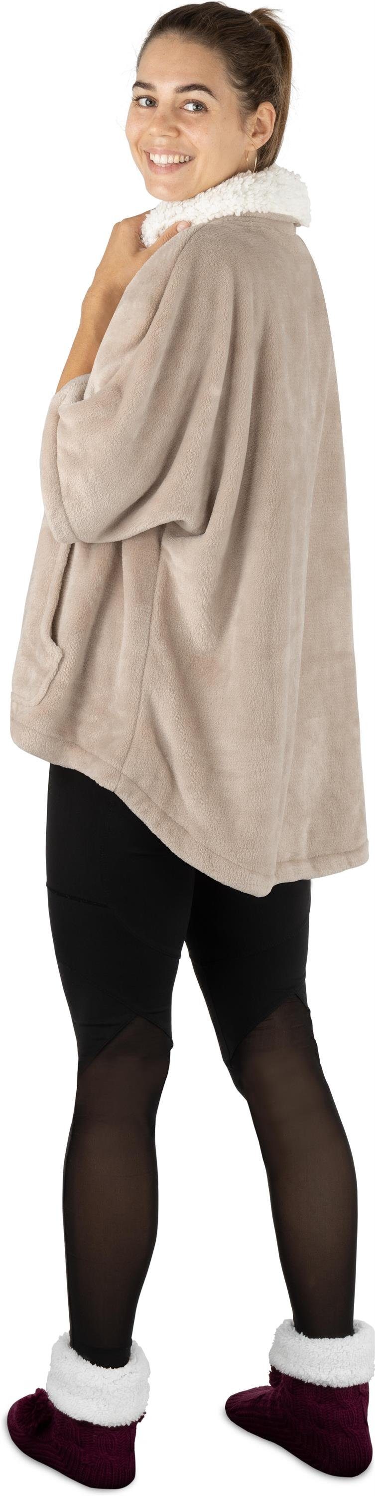 normani Fleecepullover Oversize Pullover Merlo Kuscheliger Home-Pulli mit Rollkragen, Fleece Pulli