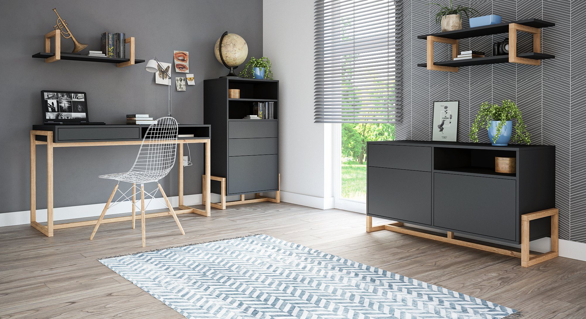 Vivente Möbel Schreibtisch Oslo Schreibtisch Highboard Sideboard