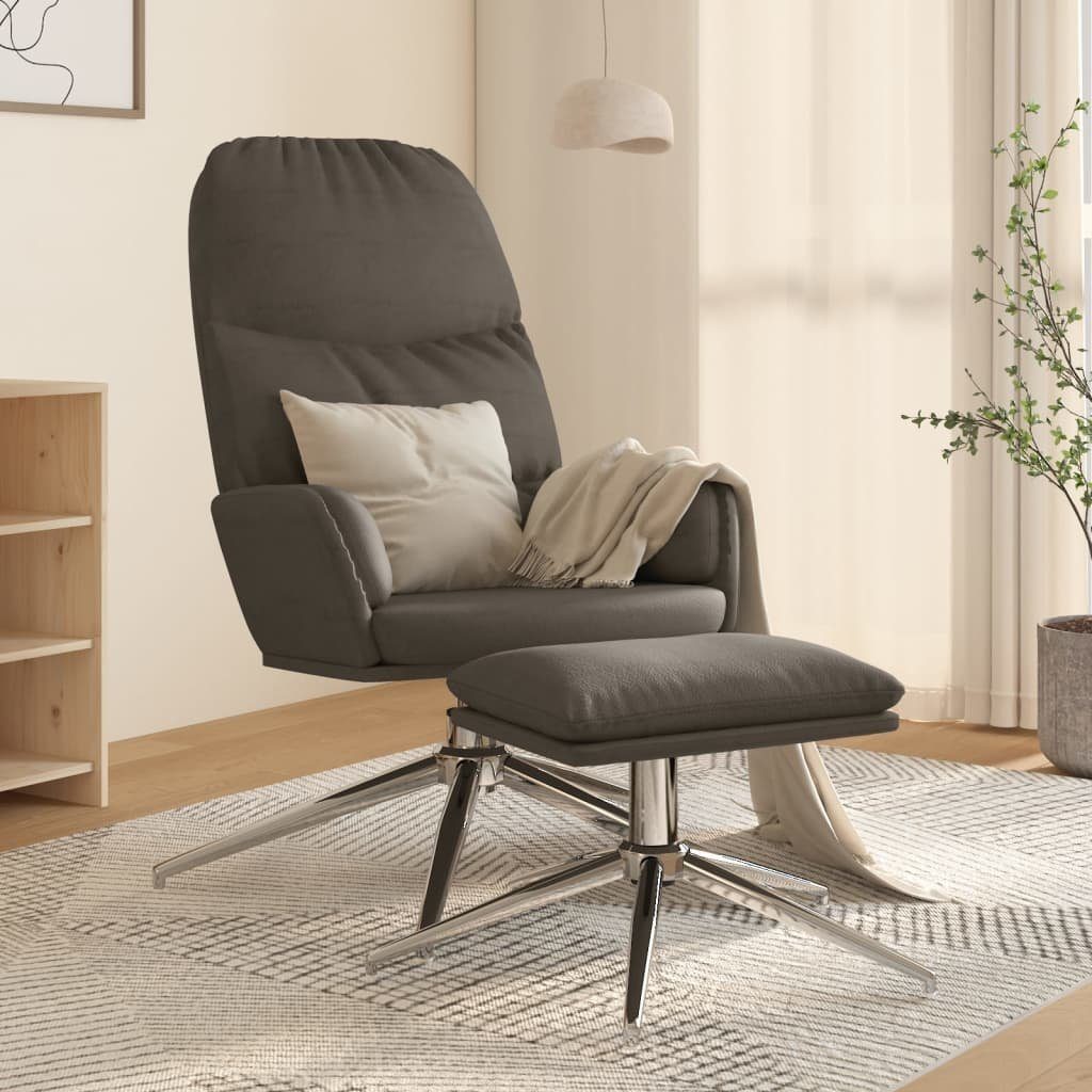 furnicato Sessel Relaxsessel mit Hocker Dunkelgrau Wildleder-Optik