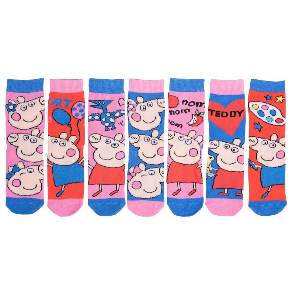 United Labels® Socken Peppa Wutz Verschiedene Motive 7er Pack