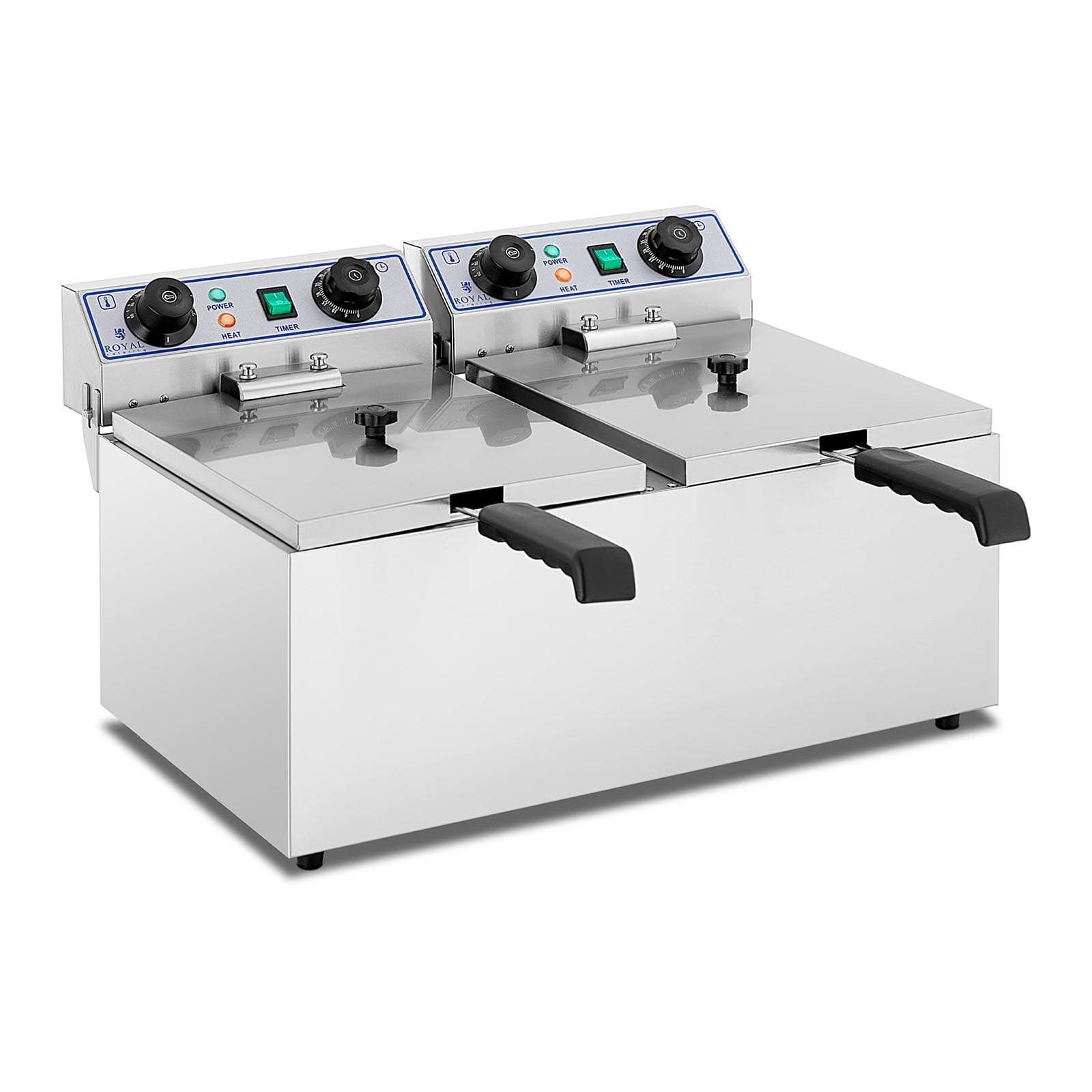 Royal Catering Fritteuse Elektro Doppel Fritteuse 2 X 13 Liter Mit