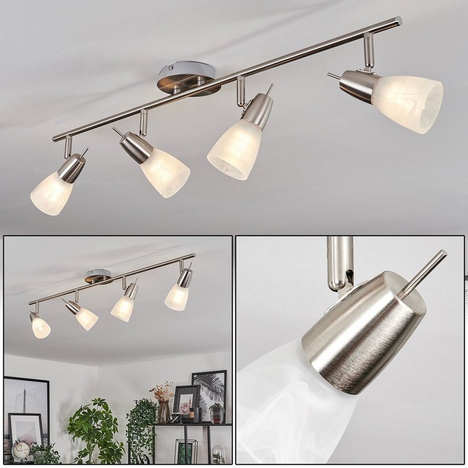 Hofstein Deckenleuchte Moderne Deckenlampe Aus Metallglas In Nickel