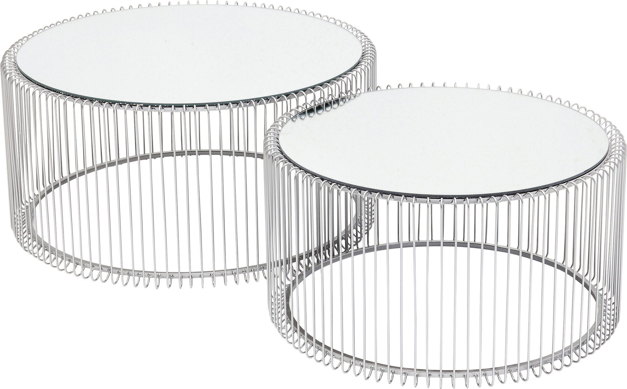 Kare Design Couchtisch Couchtisch Wire Silber (2/Set)