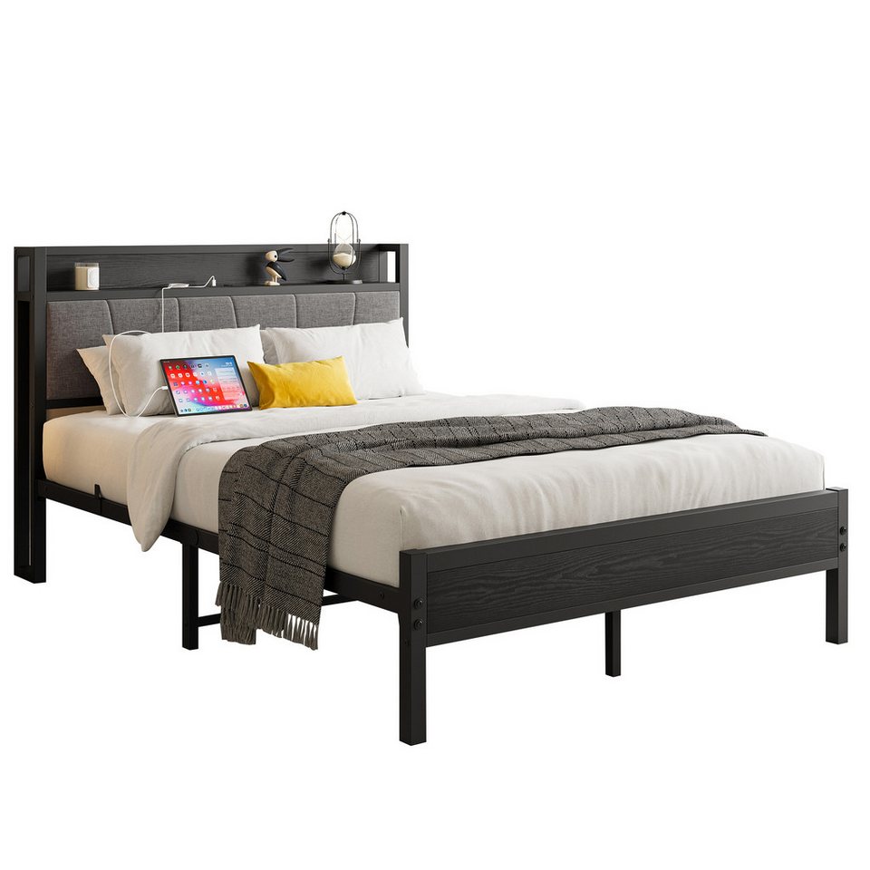 Okwish Metallbett Stauraum Kopfteil Mit 1 Steckdosen 2 Usb