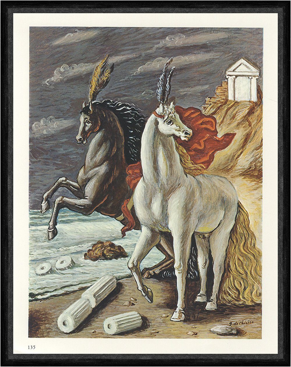 Kunstdruck Antike Pferde Giorgio De Chirico Surrealismus Federn Faks_Werbung 1500, (1 St)