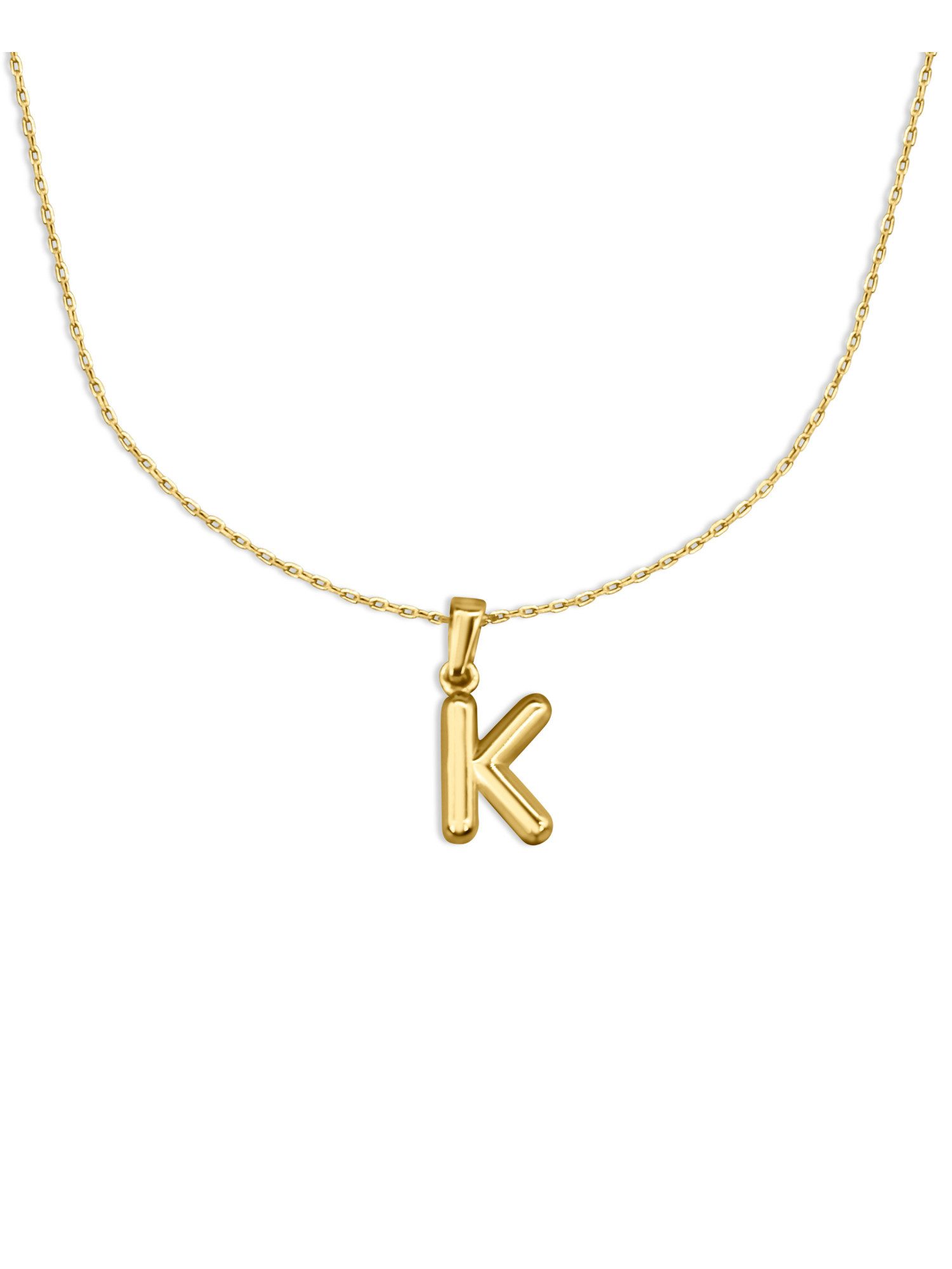 Antares Gold Goldkette 14K 585er Gold Halskette mit Buchstaben-Anhänger