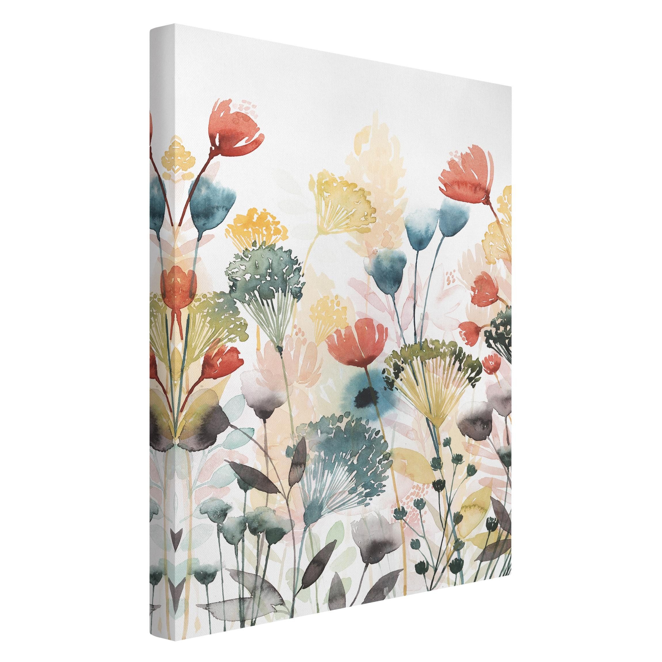 Bilderdepot24 Leinwandbild Blumen Modern floral Natur Wildblumen bunt Bild auf Leinwand Groß XXL ...