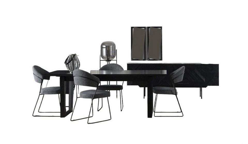 Jvmoebel Esszimmer Set Essgarnitur Schwarzes Set Anrichte Schrank