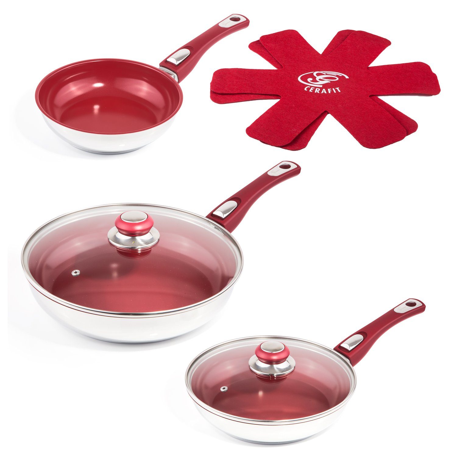 Genius Pfannen Set Cerafit Mont Blanc Pfannen Set 7tlg Weiß Set 7
