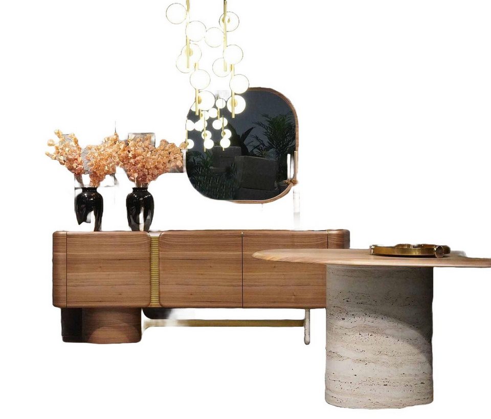 Jvmoebel Sideboard Sideboard Kommode Garnitur Anrichte Spiegel Braun