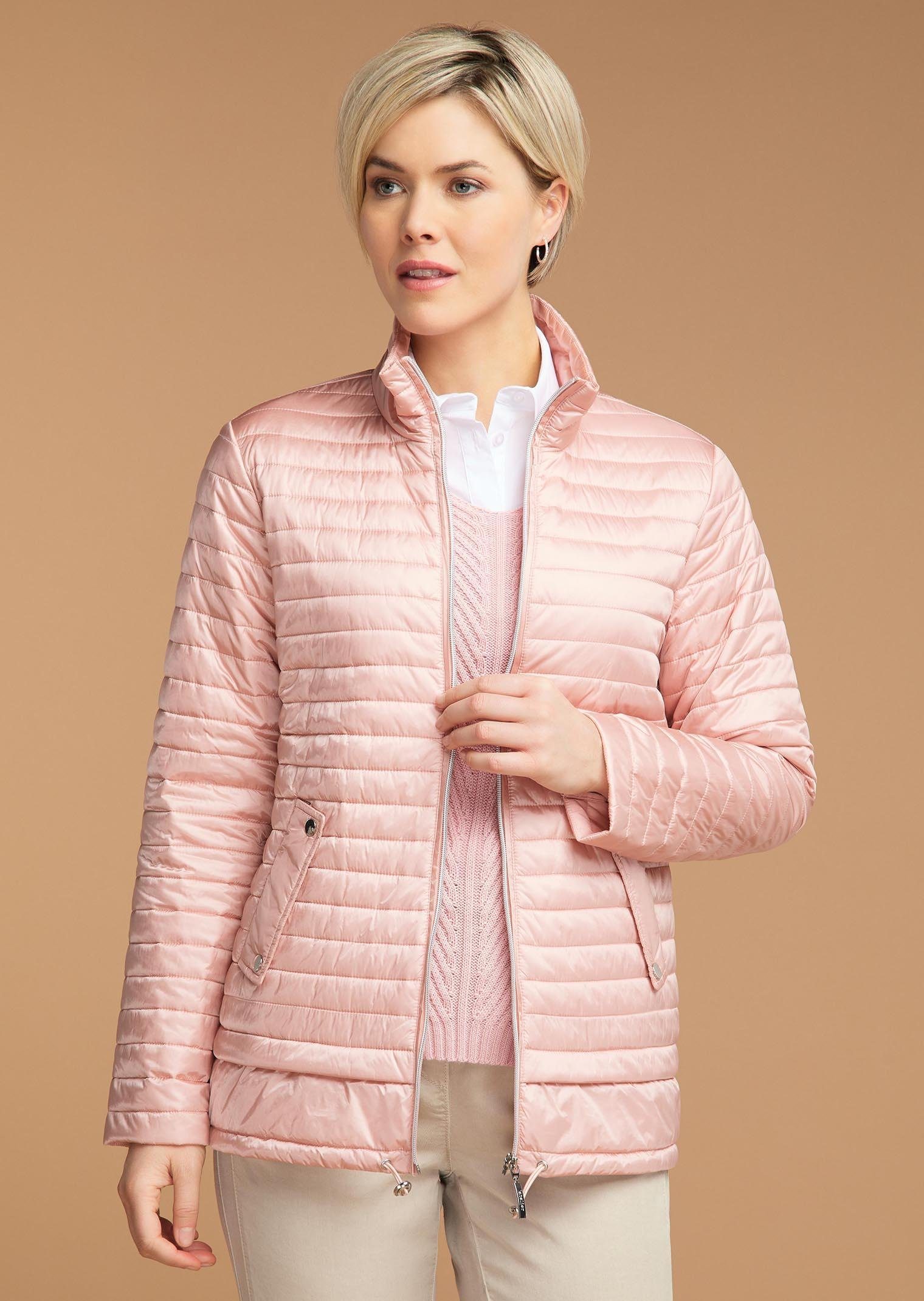 Goldner Steppjacke Kurzgröße Leichte Jacke Mit Angesetzem Schößchen
