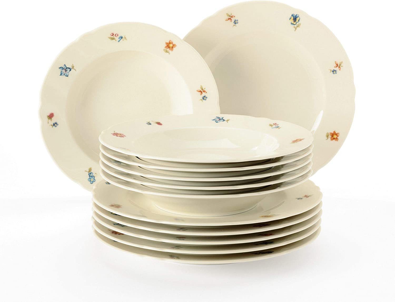 Seltmann Weiden Tafelservice Teller Set, Geschirr-Set Marieluise (12-tlg), 6 Personen, Porzellan ...