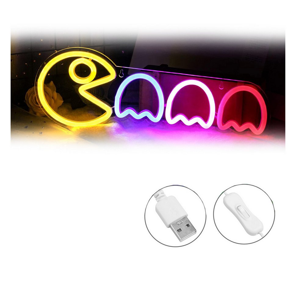 Jibenhome Led Dekolicht Pacman Acryl Neon Sign Usb Schalter Gaming Led