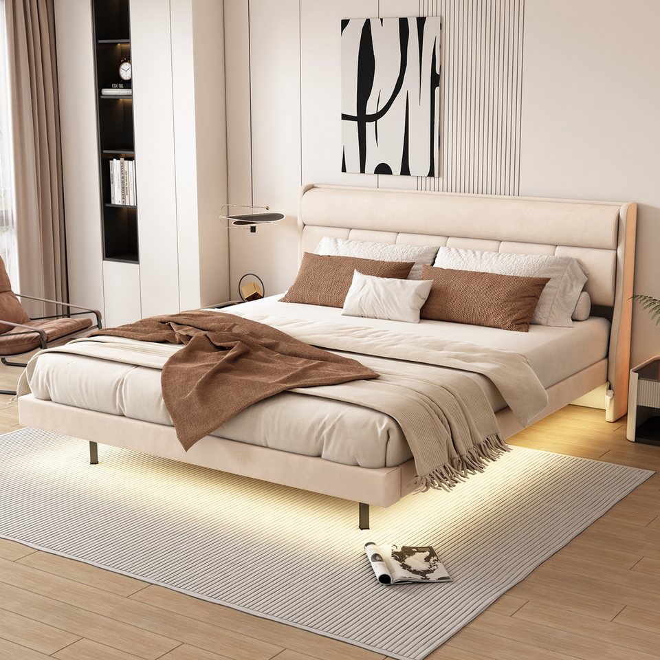 Rutaqian Polsterbett Doppelbett 180 X 200 Cm Flaches Bett Mit