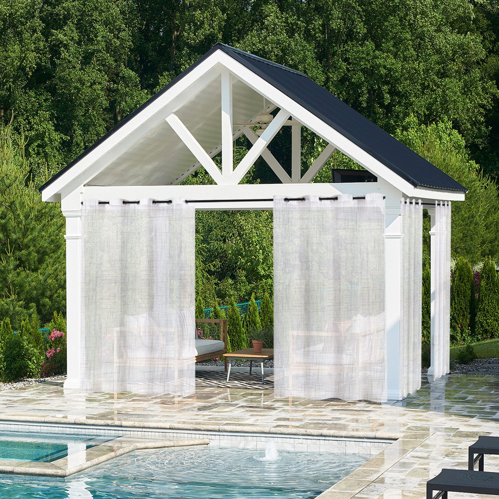 Jibenhome Gardine Voile Vorhänge Transparent mit Ösen, (1 St), Gardinen für Terrassentür Pavillon