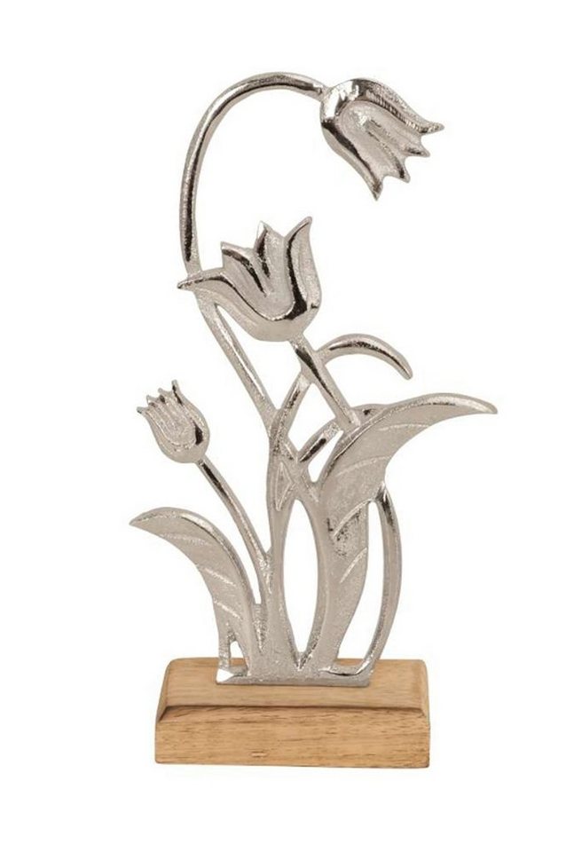 Posiwio Dekofigur Dekofigur Aufsteller Blume Auf Sockel Alu Silber