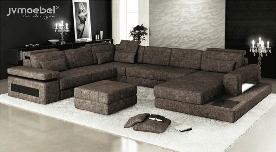 Jvmoebel Ecksofa Ecksofa Stoff U Form Couch Design Polster Textil Eck