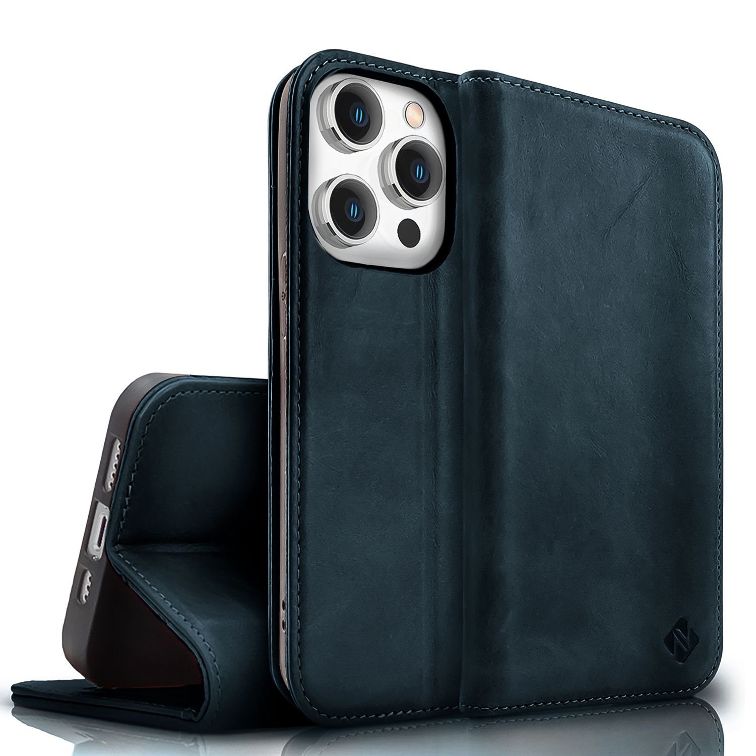 Nalia Flip Case Apple Iphone 15 Pro Max Echt Leder Etui