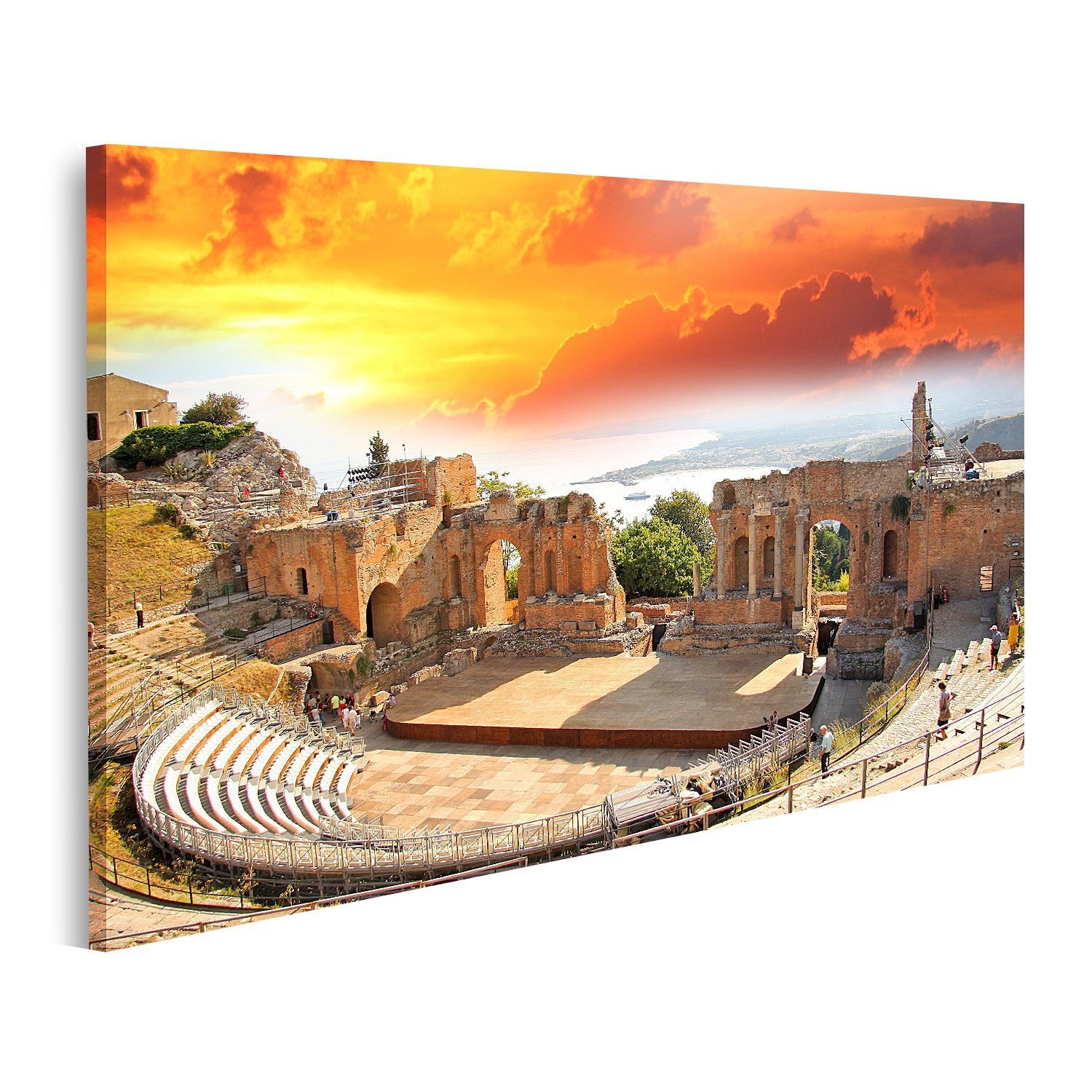 islandburner Leinwandbild Bild auf Leinwand Taormina Theater in Sizilien Italien Wandbild Poster