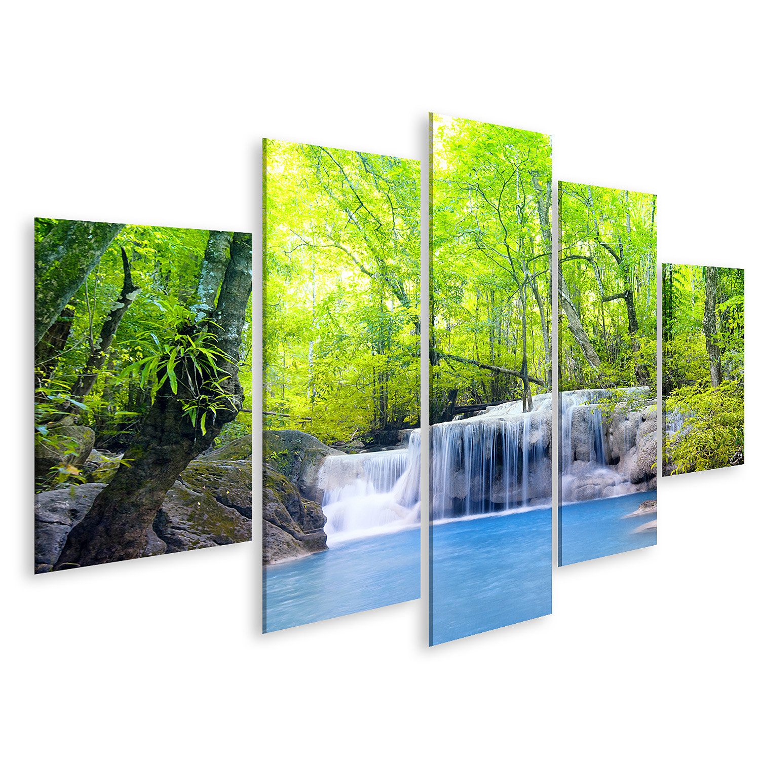 islandburner Leinwandbild Erawan Wasserfall Thailand Schöne Natur Hintergrund Bilder