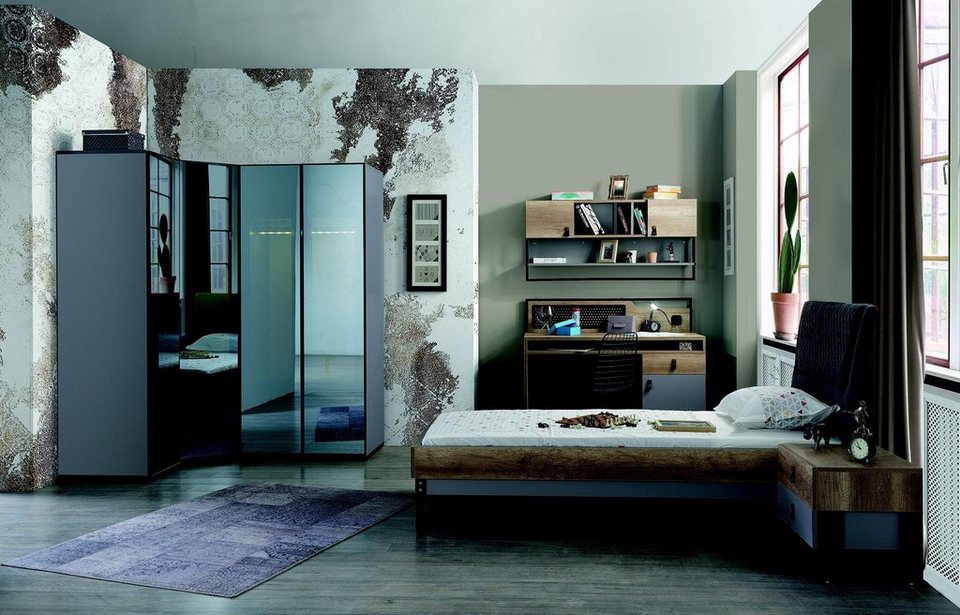 Jvmoebel Schlafzimmer Set Jugendzimmer Set Bett Eckschrank Nachttisch