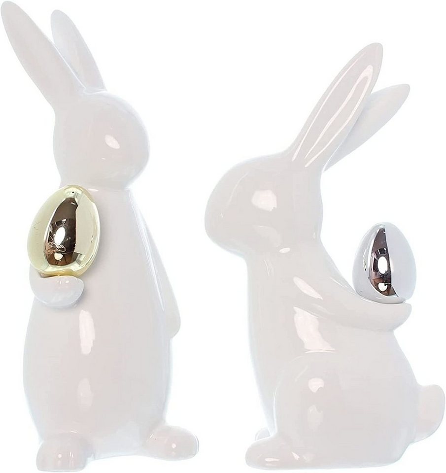 Dekoleidenschaft Osterhase Classical Aus Porzellan Weiß Mit Osterei