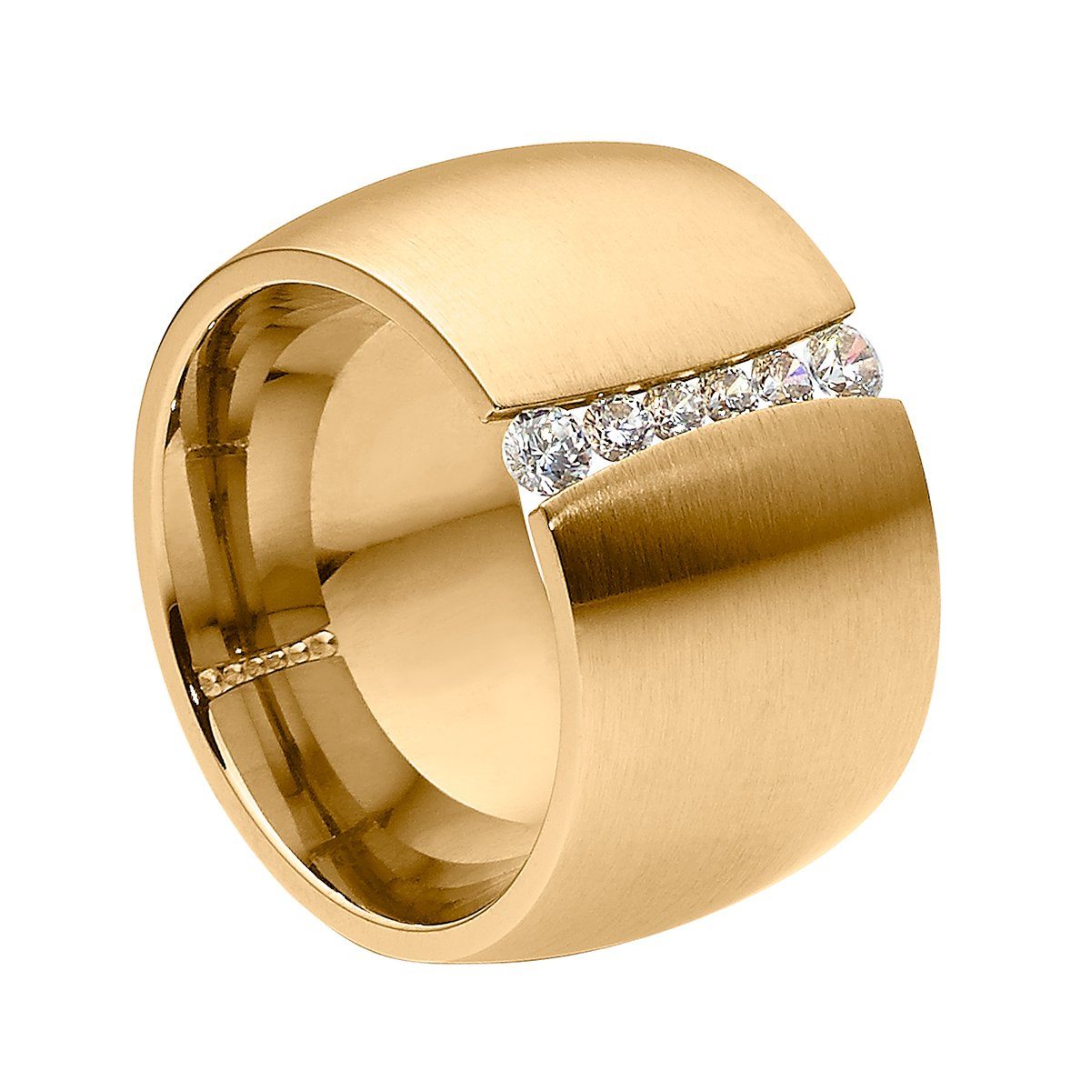 Heideman Fingerring Directus Gold 1 Tlg Mit Stein Weiß Damenring