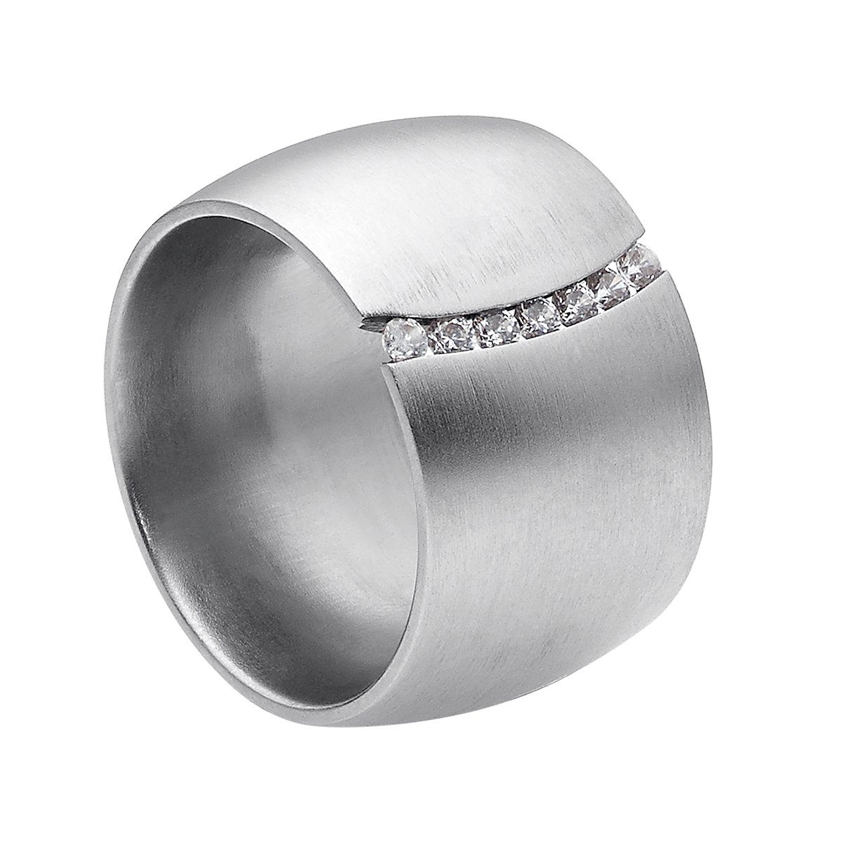 Heideman Fingerring Flexus Glanzmatt 1 Tlg Mit Stein Weiß